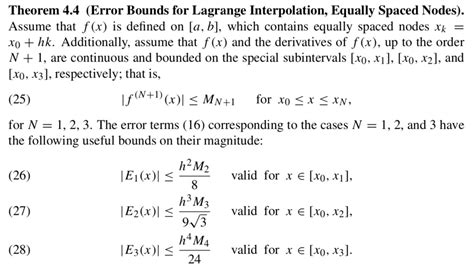 Theorem 44 Error Bounds For Lagrange Interpolation Equally Spaced Nodes Assume That F X Is