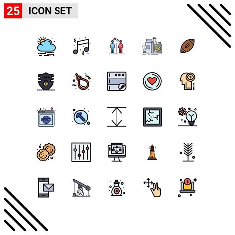 25 Thematic Vector Filled Line Flat Colors And Editable Symbols Of American Product Love