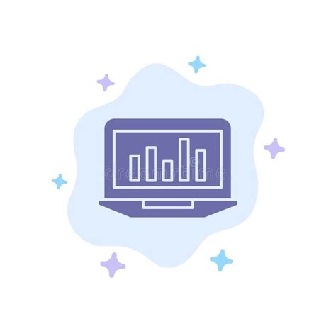 Laptop Graph Analytics Monitoring Statistics Blue Icon On Abstract Cloud Background Stock