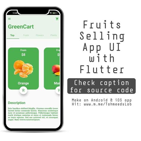 Fruits Selling App Ui With Flutter Language Used Dart Source Code