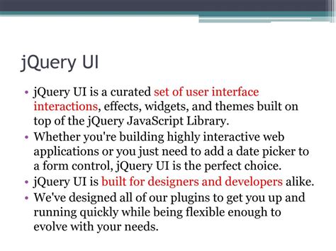 User Interface Design And Usability Jquery Jquery Ui And Jquery Plugins