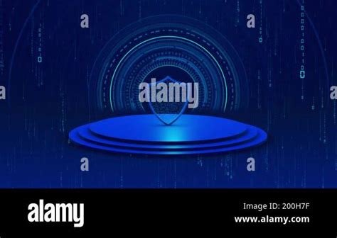 Privacy Cyber Space Cybersecurity Big Data Protection Concept Video Circle Hud Padlock Binary