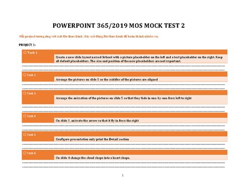 PPT MOCK TEST POWERPOINT MOS MOCK TEST Mỗi project tương ứng với một