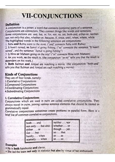 Summary Comprehensive Conjunction Notes For Mastering Sentence