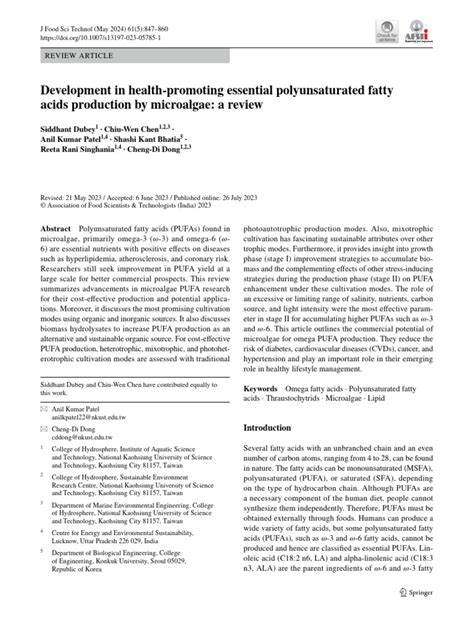 Development In Health Promoting Essential Polyunsaturated Fatty Acids Production By Microalgae