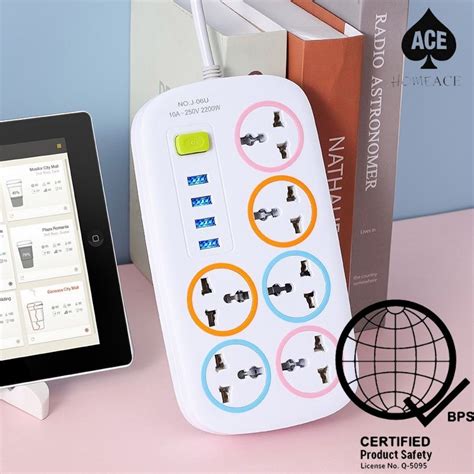 Power Socket Extension Socket Cable Moveable Multi Function Socket With 6 Socket And 4 Usb Port