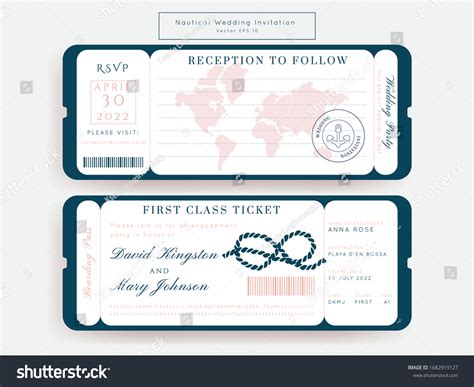 Nautical Wedding Invitation Vector Setboat Boarding Stock Vector
