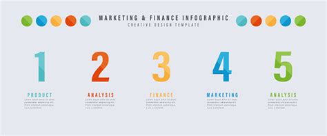 5개의 화살표 모양 요소가 있는 수평 진행률 표시줄은 비즈니스 전략 및 진행의 5단계를 상징합니다 깨끗한 타임라인 인포그래픽 디자인 템플릿 개발에 대한 스톡 벡터 아트 및