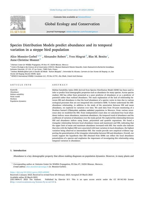 Pdf Species Distribution Models Predict Abundance And Its Temporal Variation In A Steppe Bird