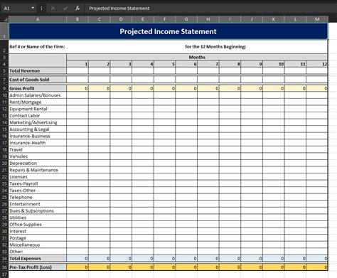 Revenue Projection Template Excel