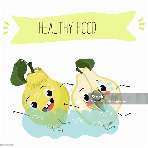 모과 과일은 다양한 포즈와 활동을 가진 귀엽고 재미있고 쾌활한 캐릭터입니다 천연 비타민 항산화 해독 식품 컬렉션 편평한 벡터 그림 재미 있는 과일 유기농 식품 0명에 대한