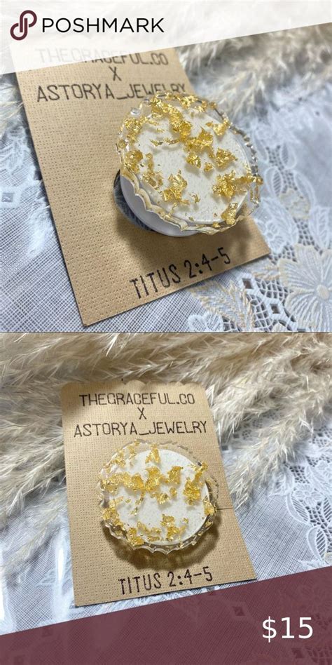 handmade pop socket with gold flakes in 2024 diy pop socket resin