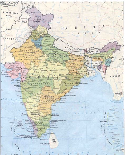 Detailed Political And Administrative Map Of India India Detailed Political And Administrative