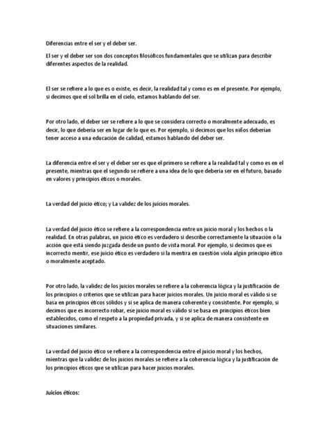 Diferencias Entre El Ser Y El Deber Ser Pdf Verdad Moralidad