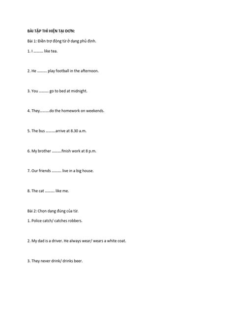 BÀi TẬp ThÌ HiỆn TẠi ĐƠn Và Httd Pdf