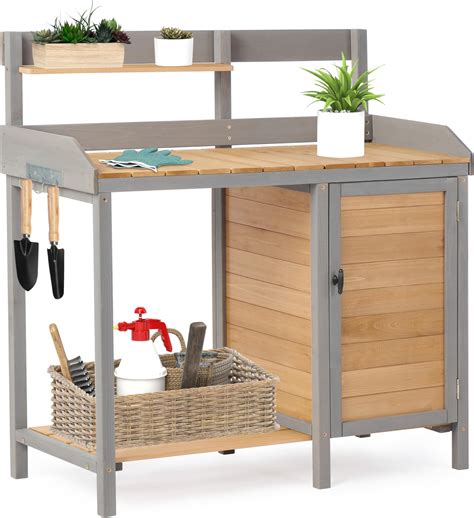 Outdoor Potting Bench Table With Drawers Large Garden Work