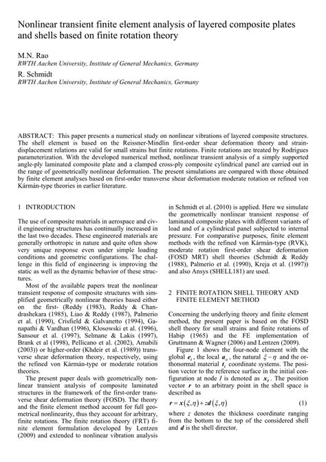 Pdf • Nonlinear Transient Finite Element Analysis Of Layered