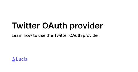 Twitter Oauth Provider · Lucia