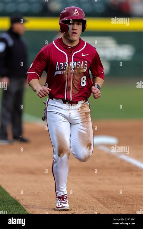 February 14 2025 Razorback Base Runner Cam Kozeal 8 Comes Down The Third Base Line Towards