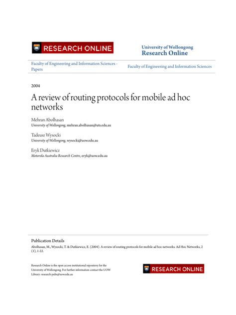 A Review Of Routing Protocols For Mobile Ad Hoc Networks Pdf