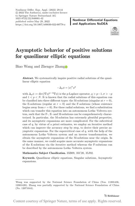 Asymptotic Behavior Of Positive Solutions For Quasilinear Elliptic