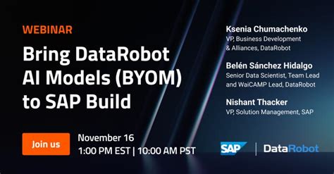 bring datarobot ai models byom to sap build david appelman mba