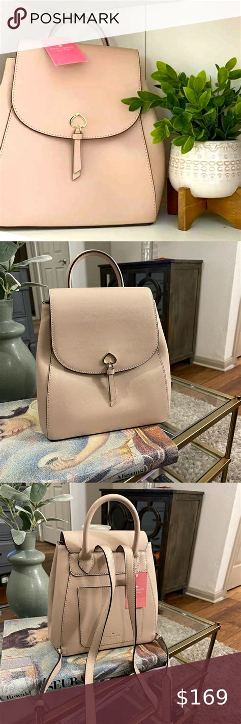 Nwt Kate Spade Adel Medium Flap Backpack In Warmbeige Leather Flap