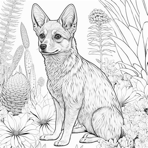 색칠 공부를위한 여우 색칠 페이지 흑백 프리미엄 사진