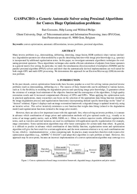 Pdf Gaspacho A Generic Automatic Solver Using Proximal Algorithms For Convex Huge