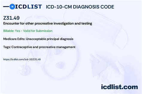 ICD 10 CM Diagnosis Code Z31 49 Encounter For Other Procreative Investigation And Testing