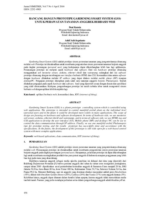 Pdf Rancang Bangun Prototipe Gardening Smart System Gss Untuk Perawatan Tanaman Anggrek