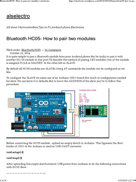 Bluetooth Hc05 How To Pair Two Modules Alselectro Pdf Bluetooth