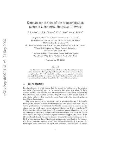 Pdf Estimative For The Size Of The Compactification Radius Of A One