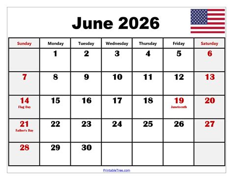 Free June 2026 Calendar Printable Pdf With Holiday Templates