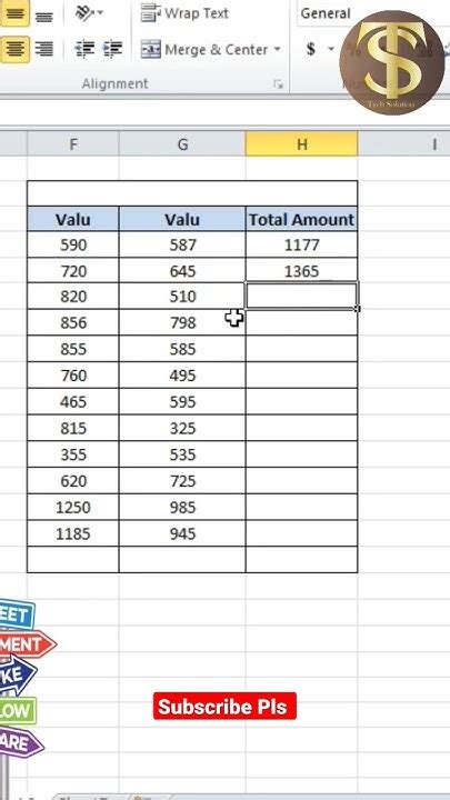 excel trips and tricks sum in 1 click excel viral shorts trips sum youtube