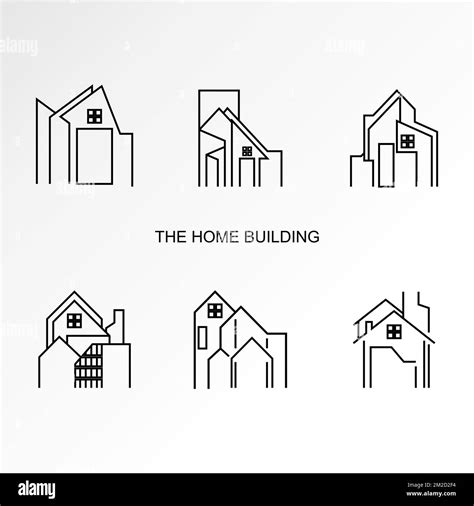 Various House Or Building In Line Type Graphic Icon Logo Design