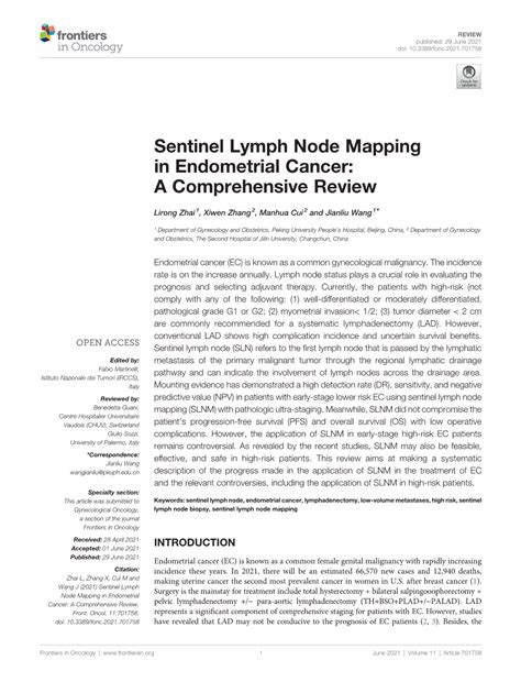 Sentinel Lymph Node Mapping In Endometrial Cancer A Comprehensive