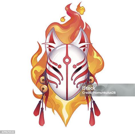 Masker Rubah Deamon Grafis Ilustrasi Stok Unduh Gambar Sekarang Api Fenomena Alam Demon