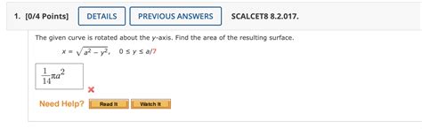 Solved The Given Curve Is Rotated About The Y Axis Find The Chegg Com