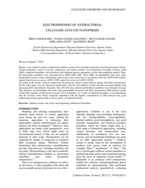 Pdf Electrospinning Of Antibacterial Cellulose Acetate Nanofibers