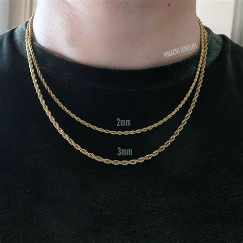 Cadena De Oro De 18k Para Hombres Cadena De Cuerda De Oro Etsy España