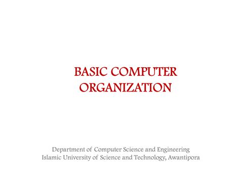Basic Computer Organization Computer Architecture Organization Notes