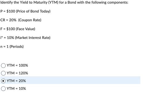 Solved Identify The Yield To Maturity Ytm For A Bond With