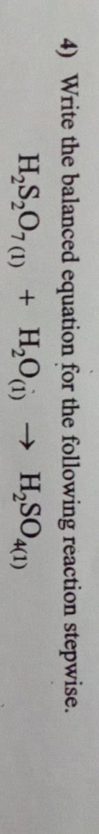 4 Write The Balanced Equation For The Following Reaction Stepwise Math