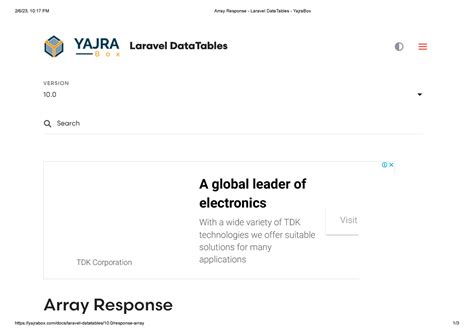 Array Response Laravel Data Tables Yajra Box 2 6 23 10 17 PM