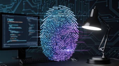 Digital Fingerprint Technology Represented On A Computer Screen With Digital Fingerprint Technology Represented On A Computer Screen With