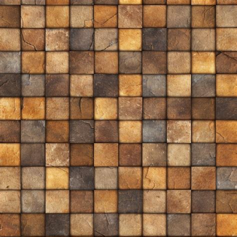 Premium Ai Image Seamless Tileable Background With Brown And Beige Mosaic Tiles