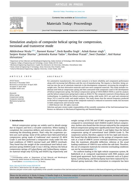 pdf simulation analysis of composite helical spring for compression