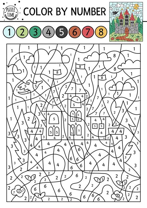 Lanscape And Castle Color By Number Download Print Now