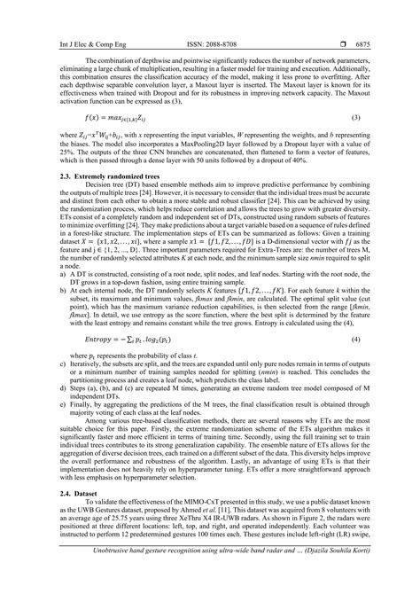 Unobtrusive Hand Gesture Recognition Using Ultra Wide Band Radar And